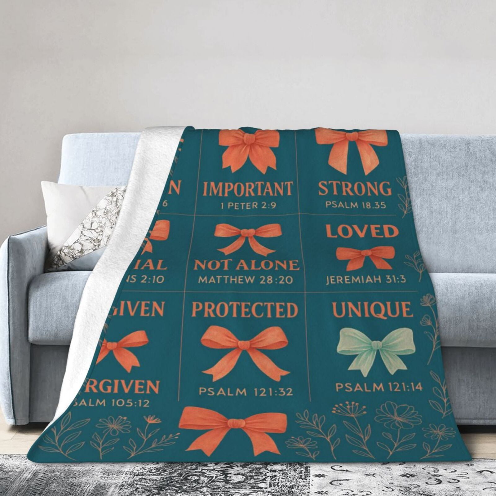 Throw Blanket Women Gifts, Pink Bow Bible Verse Inspirational Faith ...