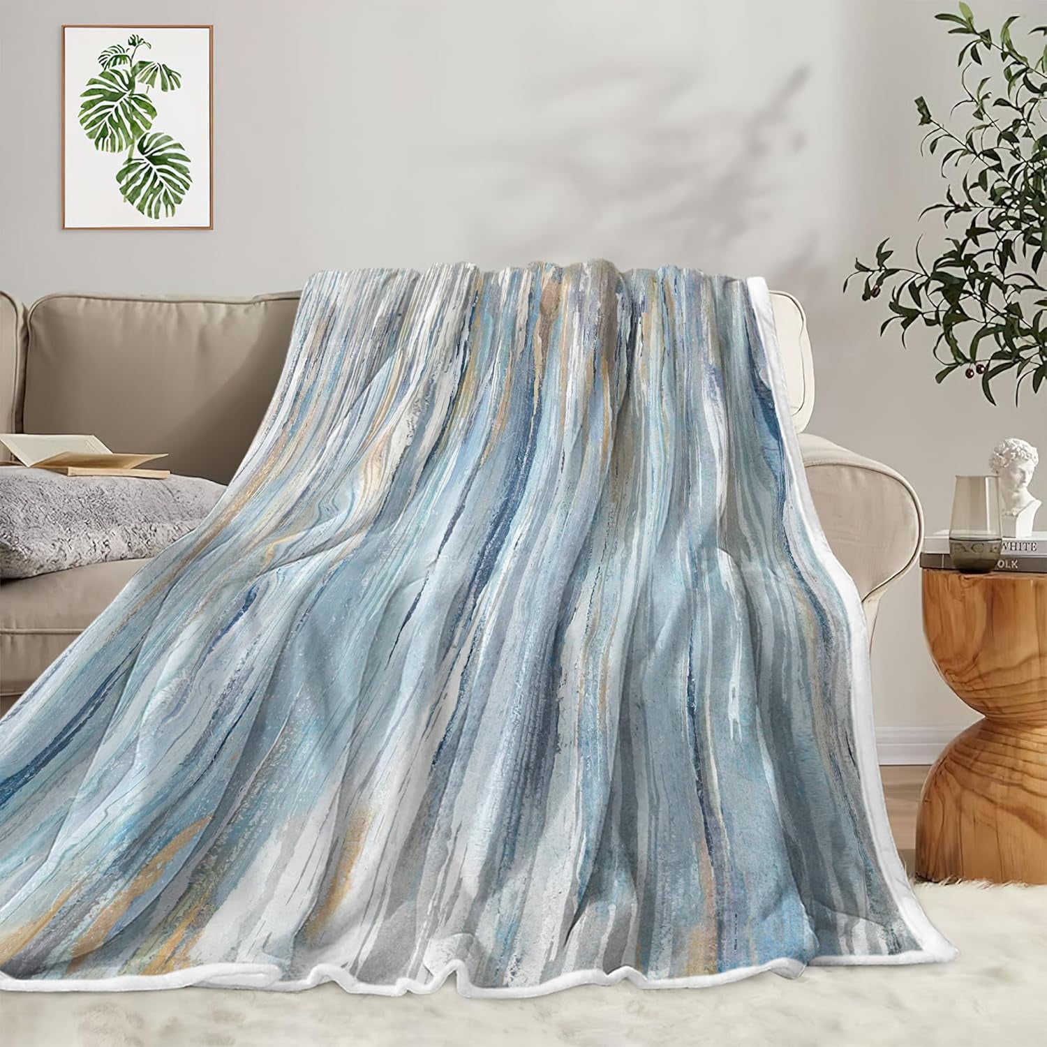 Throw Blanket, light blue Blankets Abstract Soft Fleece Blankets for ...