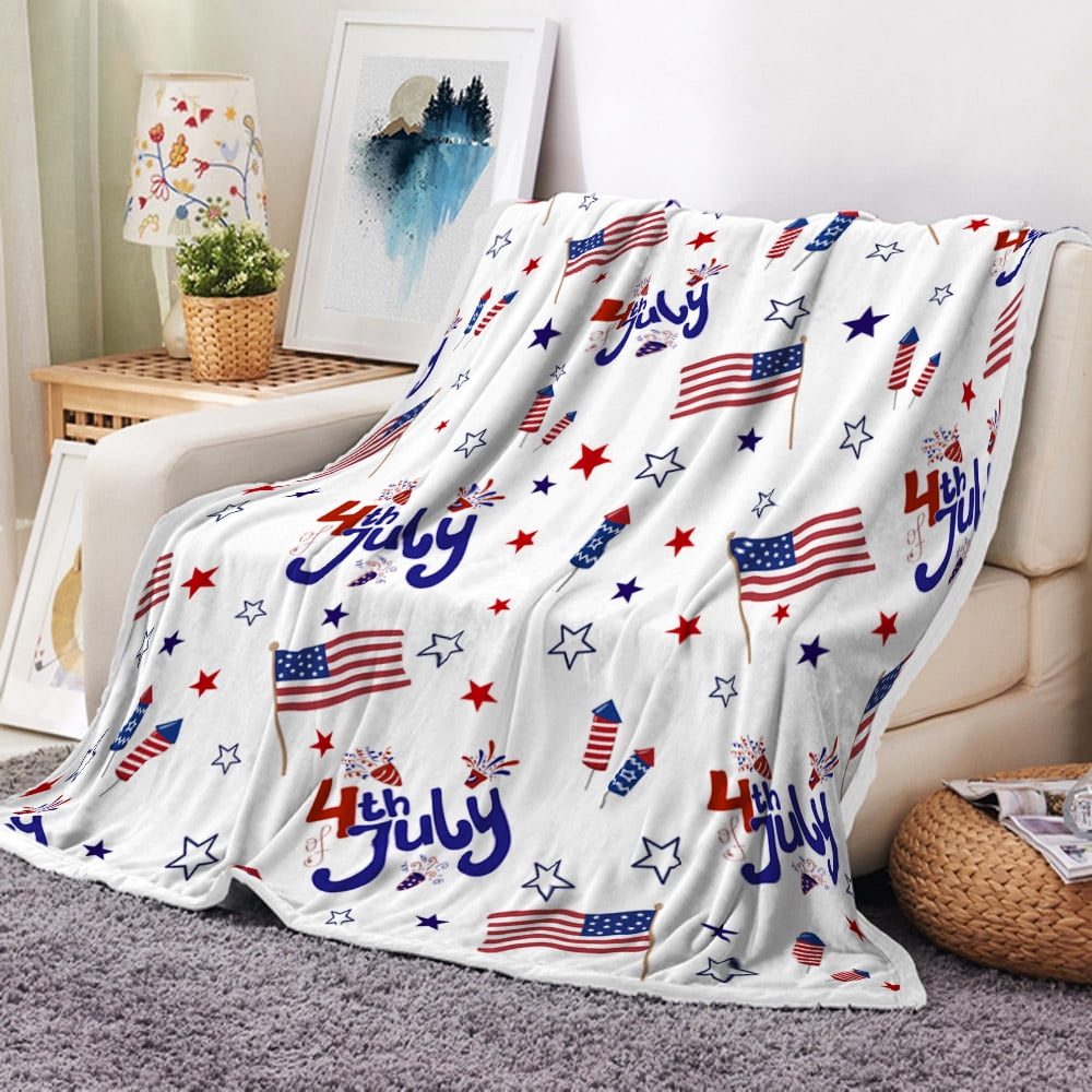 Throw Blankets, 4th of July Throws, American Stars on Red White Luxury ...