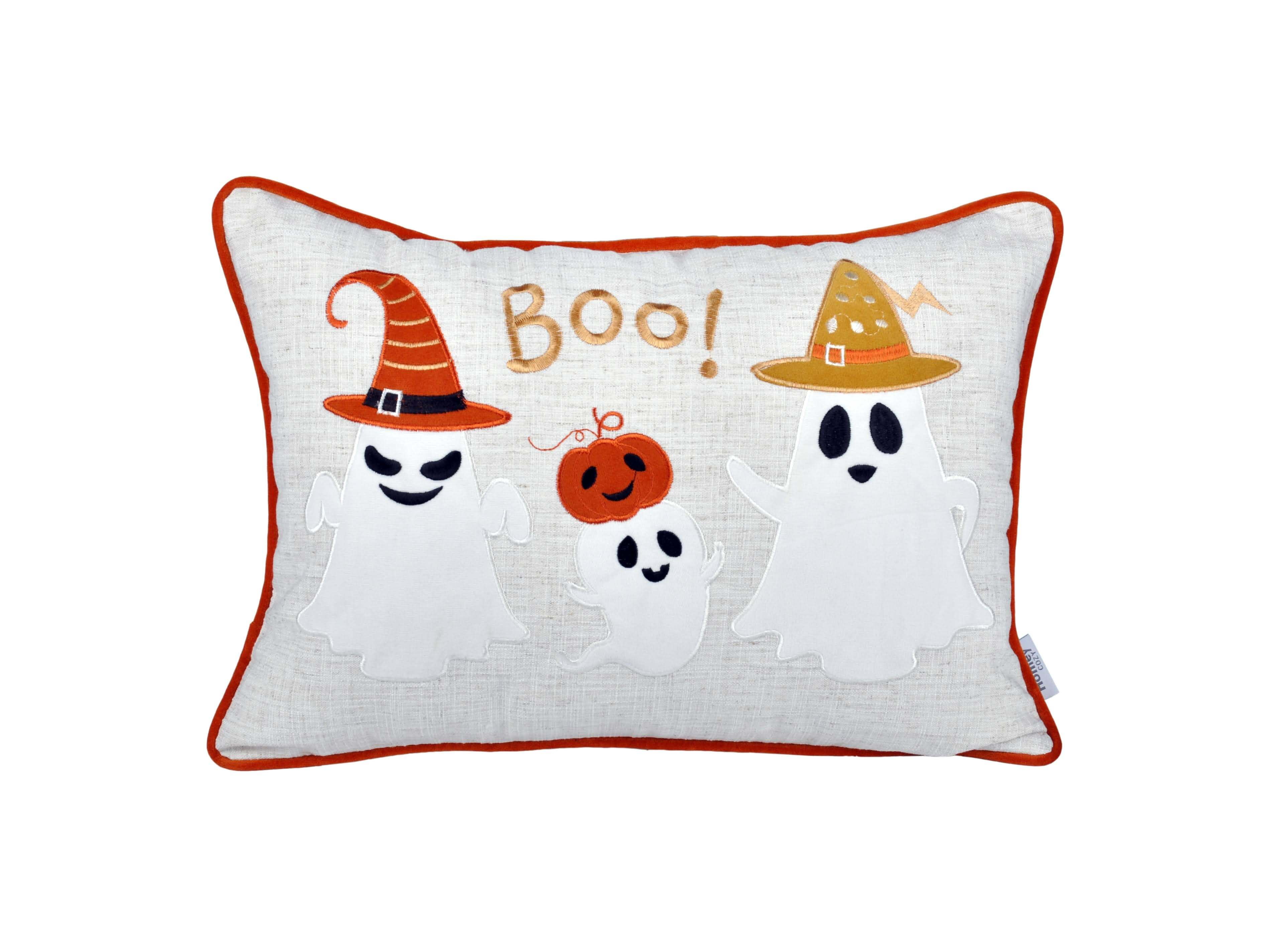 Throw Blankets Halloween Boo Ghost Pillow – Embroidered 14x20 Fall ...