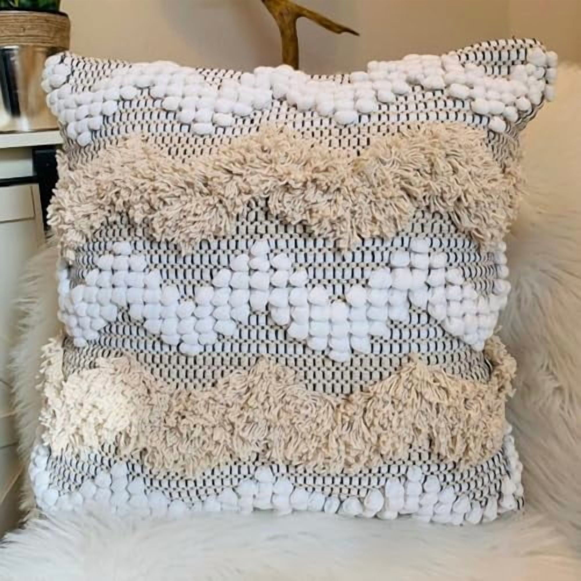 Throw Boho Pillow Cover, 18”x18” Bohemian Moroccan Rustic Decorative ...