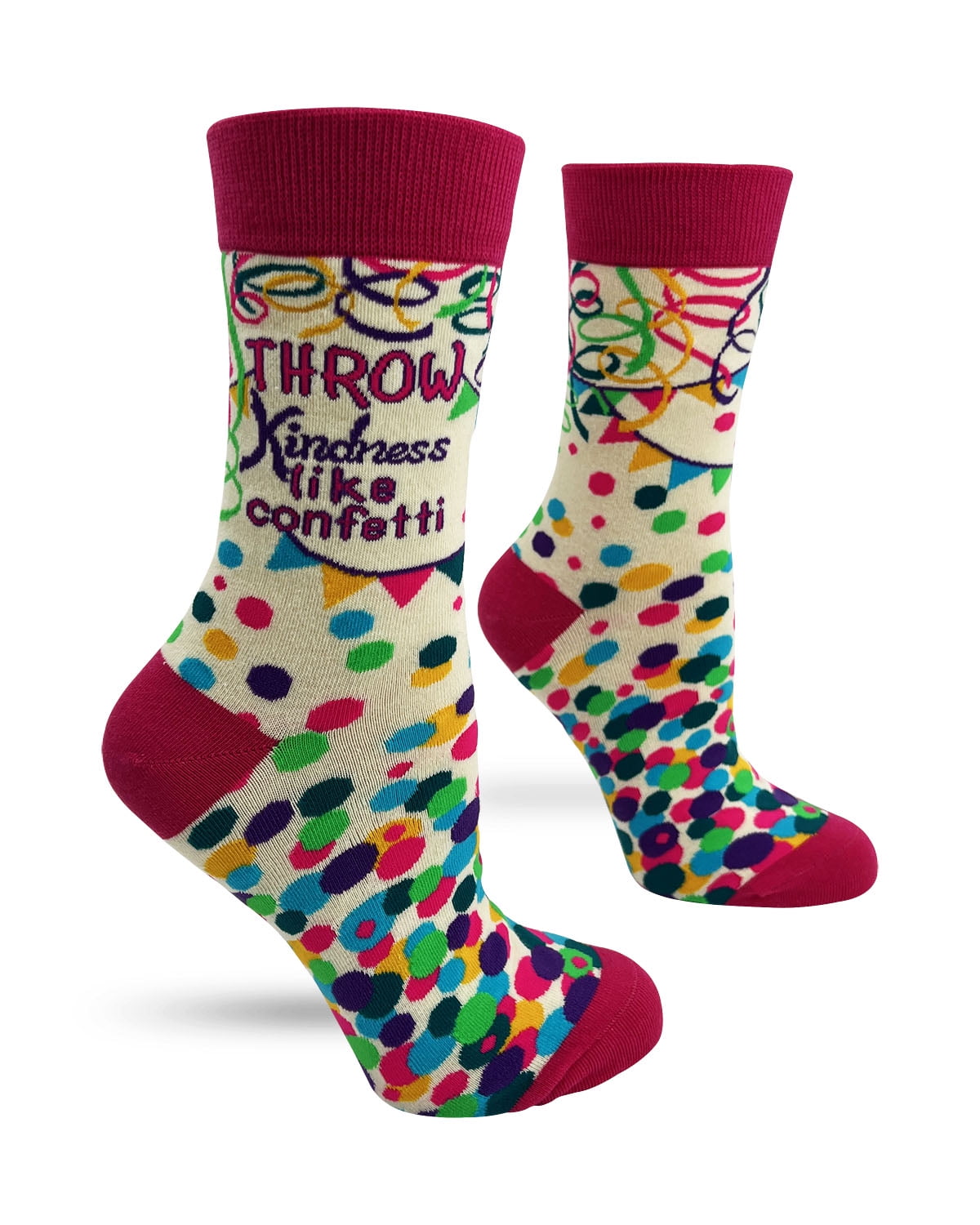 Throw Kindness Like Confetti Positive Novelty Crew Socks for Women ...