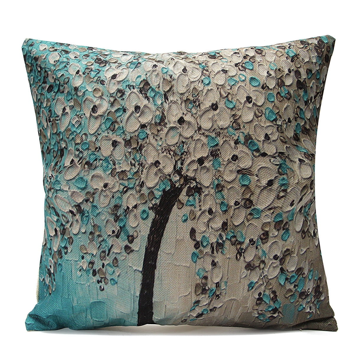 Throw Pillow Case Cover 17''x17'' Non-3D Printed Flower Tree Linen ...