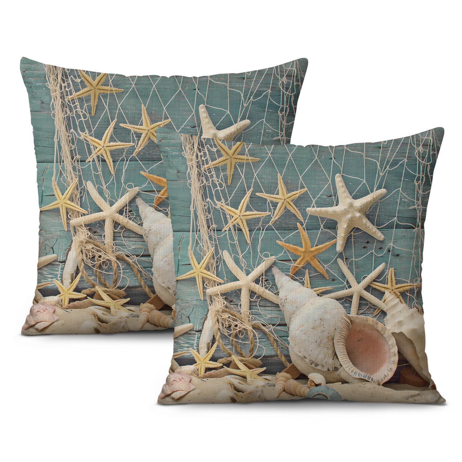 Throw Pillow Cases Set of 2 Beach Summer Pillow Covers 20x20, Sea ...