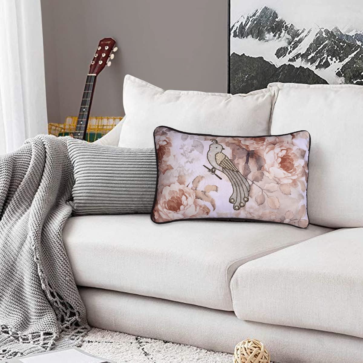 Throw Pillow Cover - 1 Piece Decorative Bird Printed with Floral Design ...