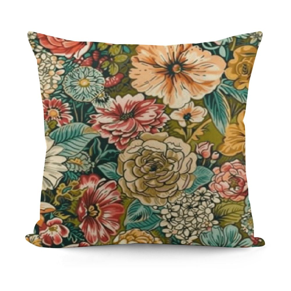 Throw Pillow Cover Case Watercolor Flower Pillow Covers Soft Decorative ...