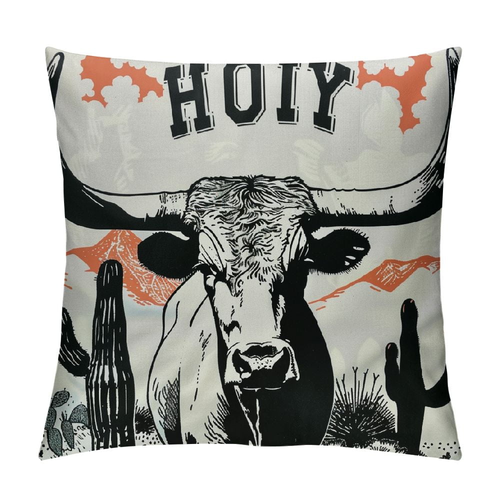 Throw Pillow Cover, Cow Skull Cactus, Soft Decorative Pillowcases ...