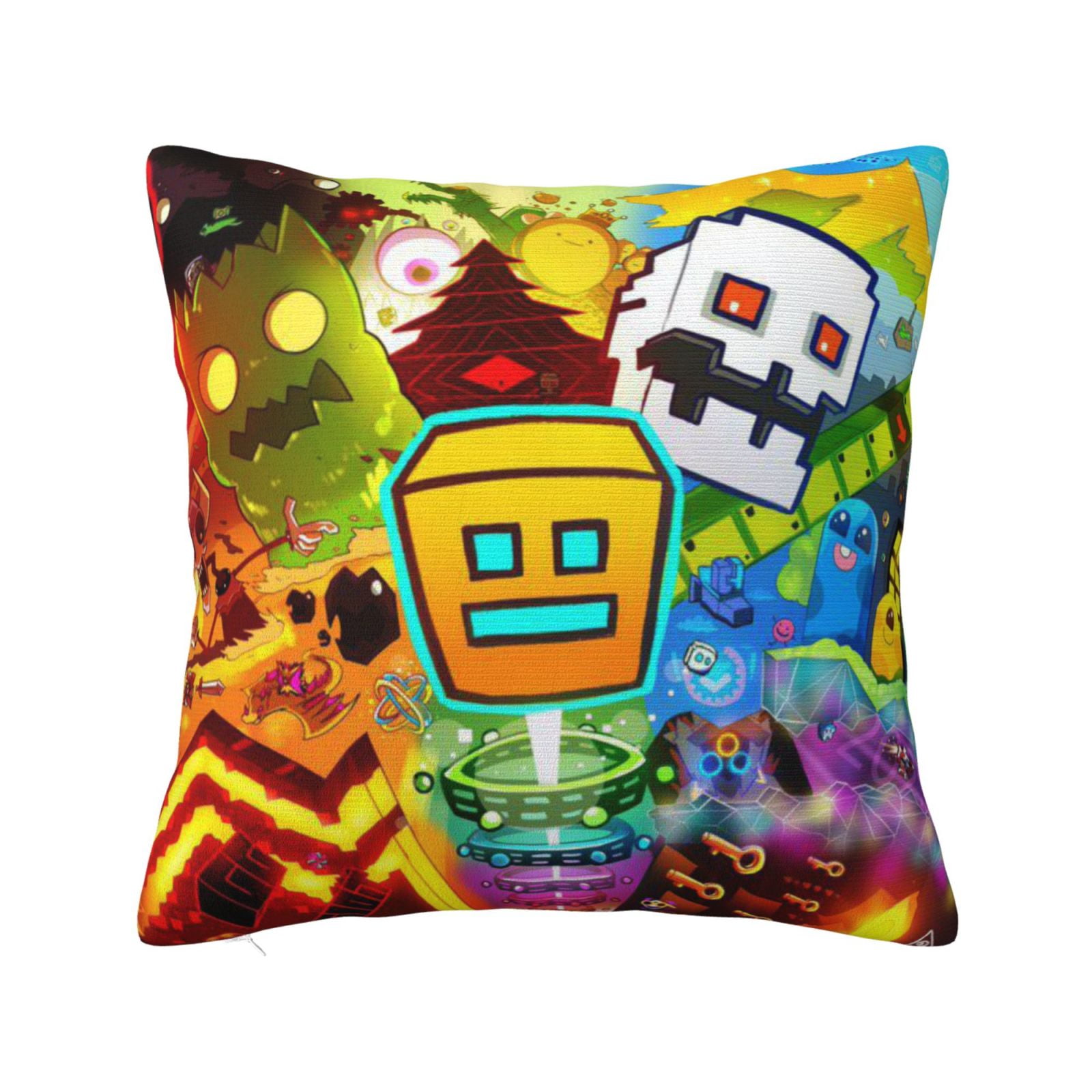 Throw Pillow Covers 12"x12" Inch, Geometry Dash Decorative Pillow Case ...