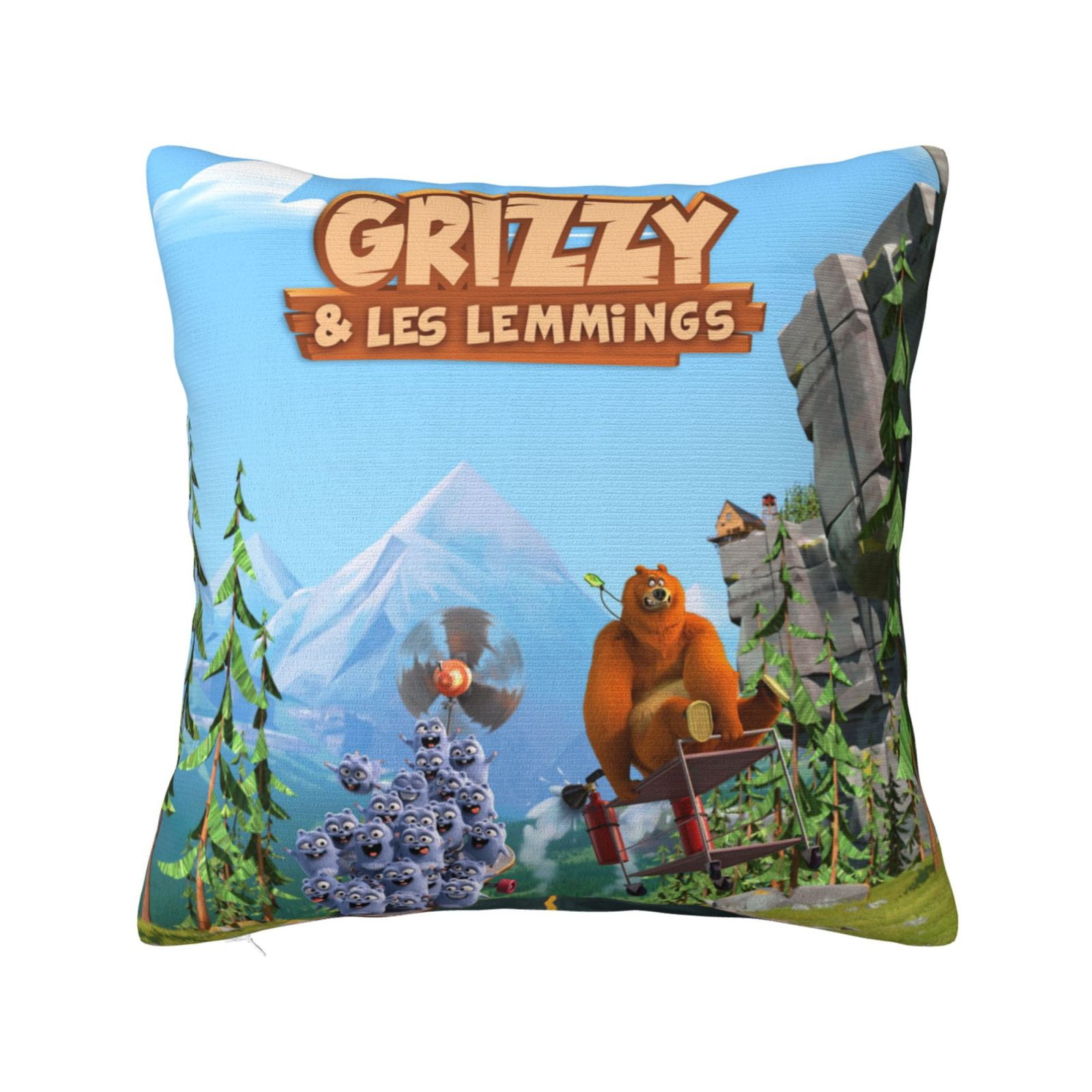 Throw Pillow Covers 16"x16" Inch, Grizzy and the Lemmings Decorative ...