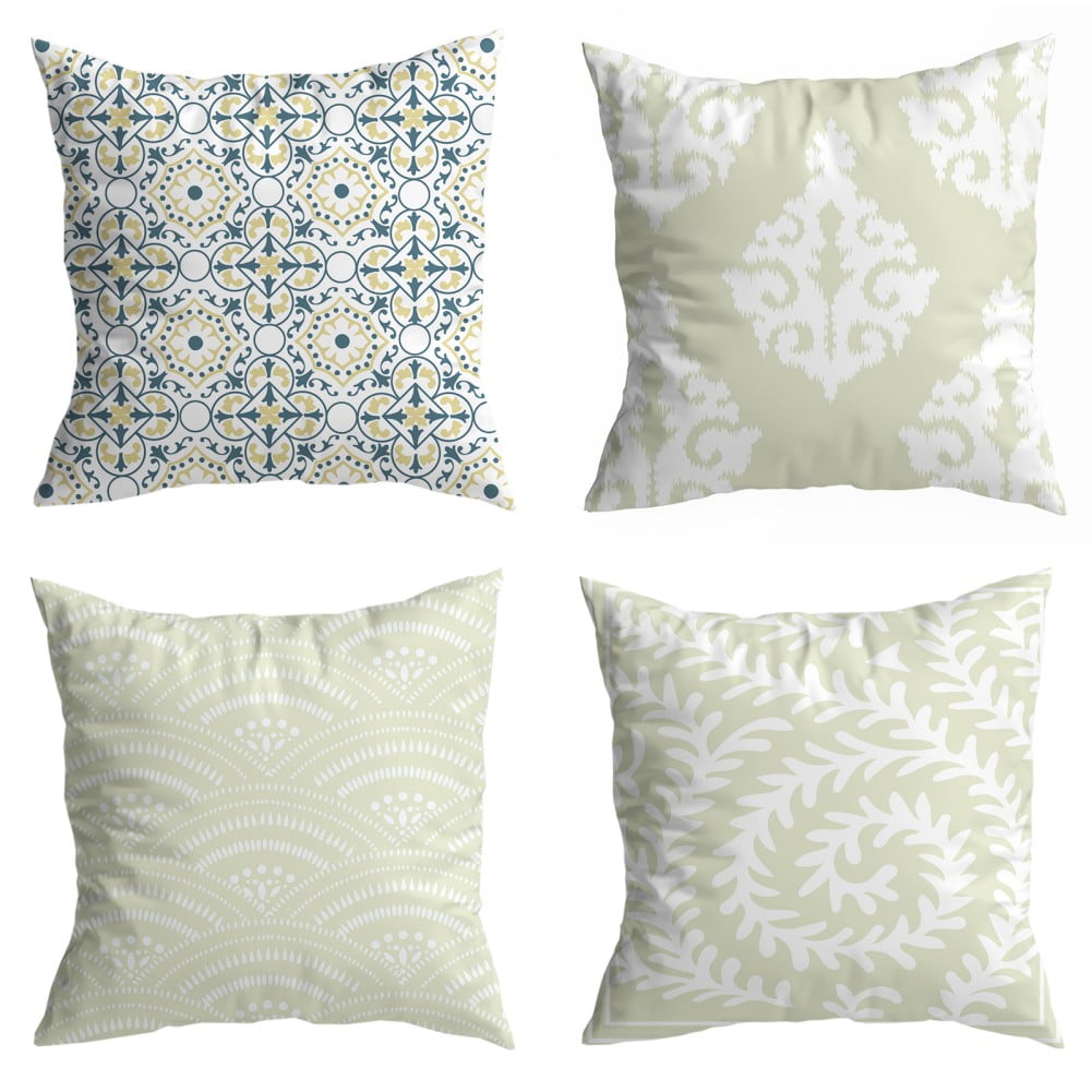 Throw Pillow Covers 18 x 18 Inch Set of 4, Boho Tropical Leaves ...