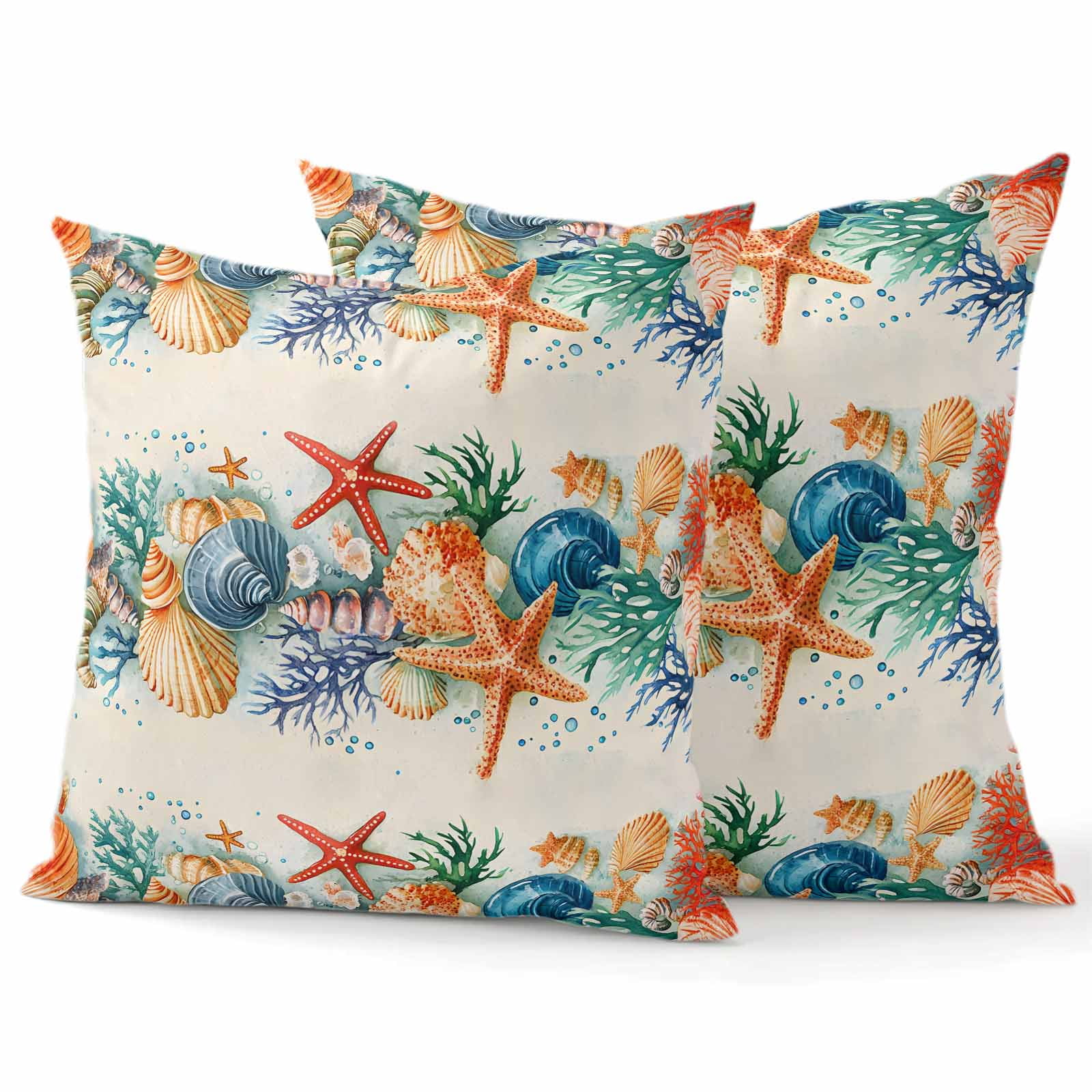 Throw Pillow Covers 18x18 Inch Set of 2 Sea Creature Decorative Pillow ...