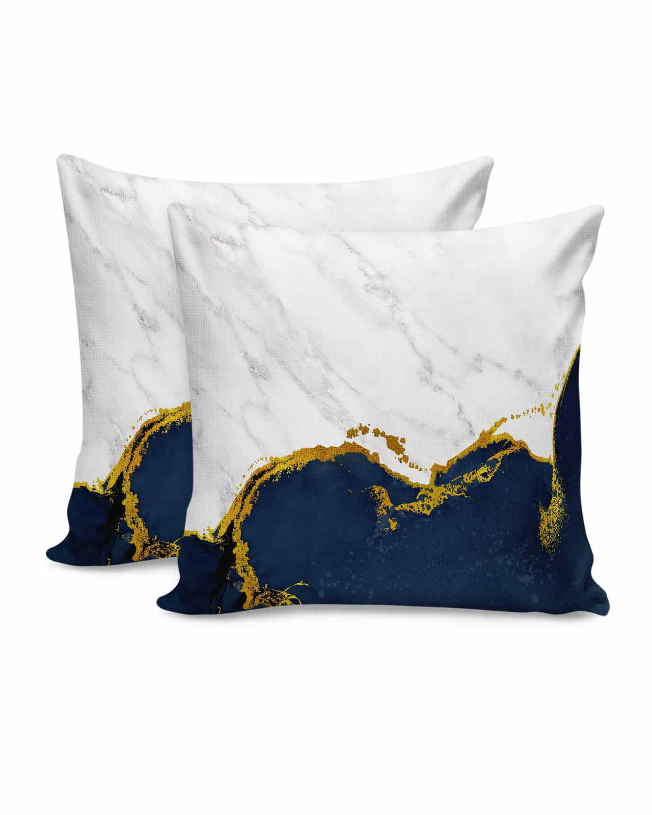 Throw Pillow Covers 18x18 Set of 2 Navy Gold Marble Texture Decorative ...