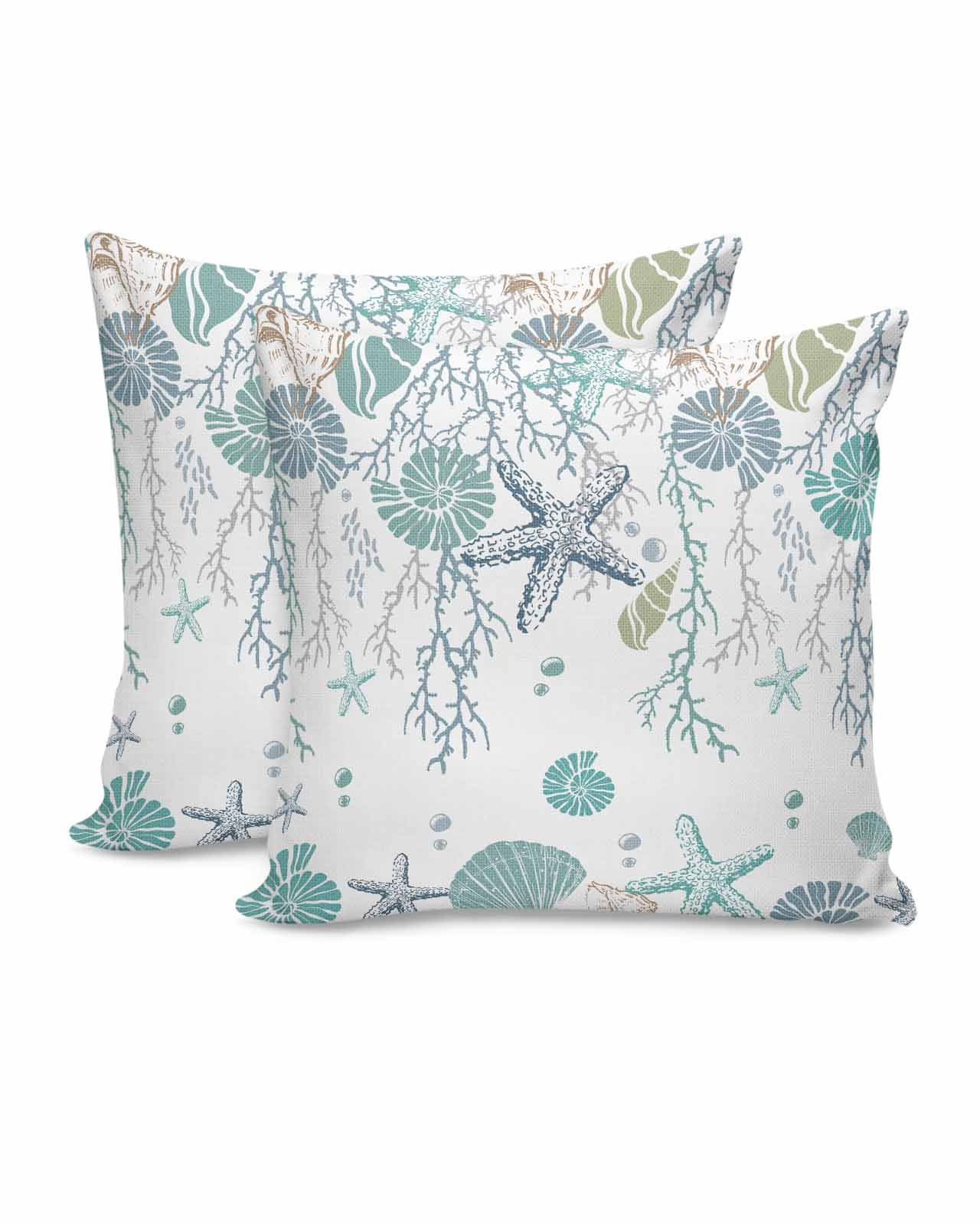 Throw Pillow Covers 18x18 Set of 2 Starfish Coral Shell Decorative ...