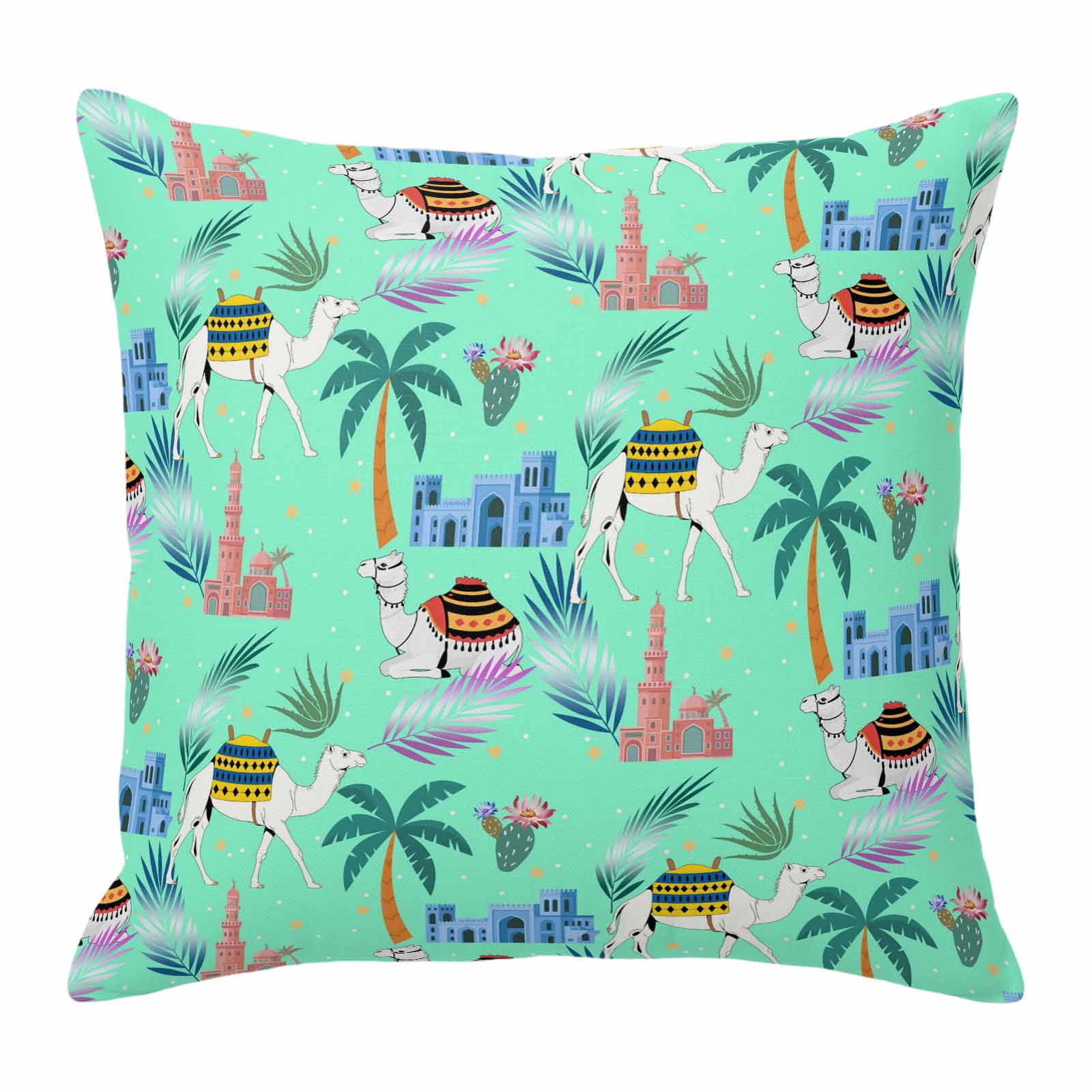 Throw Pillow Covers 20 x 20 Inch, Desert Camels Cotton Linen Pillows ...
