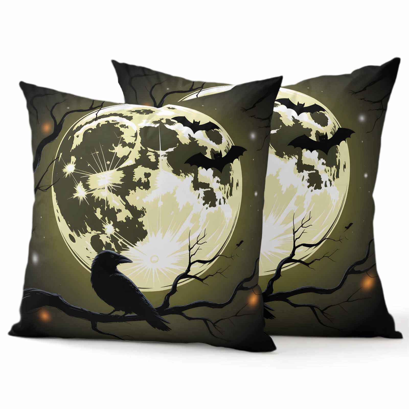 Throw Pillow Covers 20x20 Inch Set of 2 Scary Night Moon Halloween ...