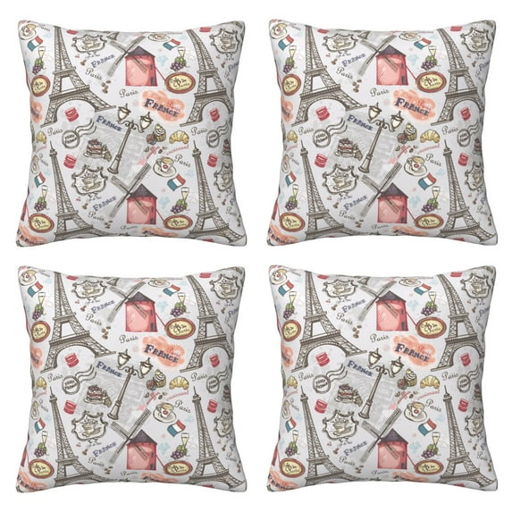 Throw Pillow Covers 20x20 Inch Set of 4 (No Pillow) - Eiffel Tower food ...