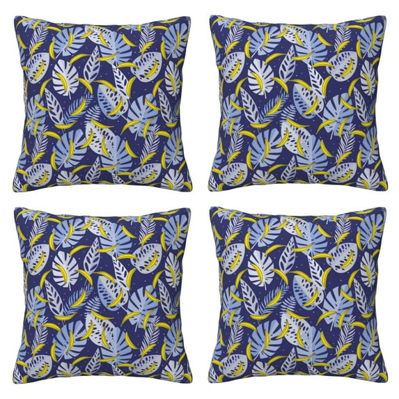 Throw Pillow Covers 20x20 Inch Set of 4 (No Pillow) - blue leaves ...