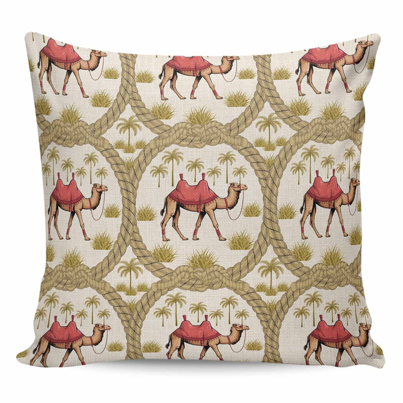 Throw Pillow Covers 26x26 Inch, Camels Palm Trees Decorative Pillow ...