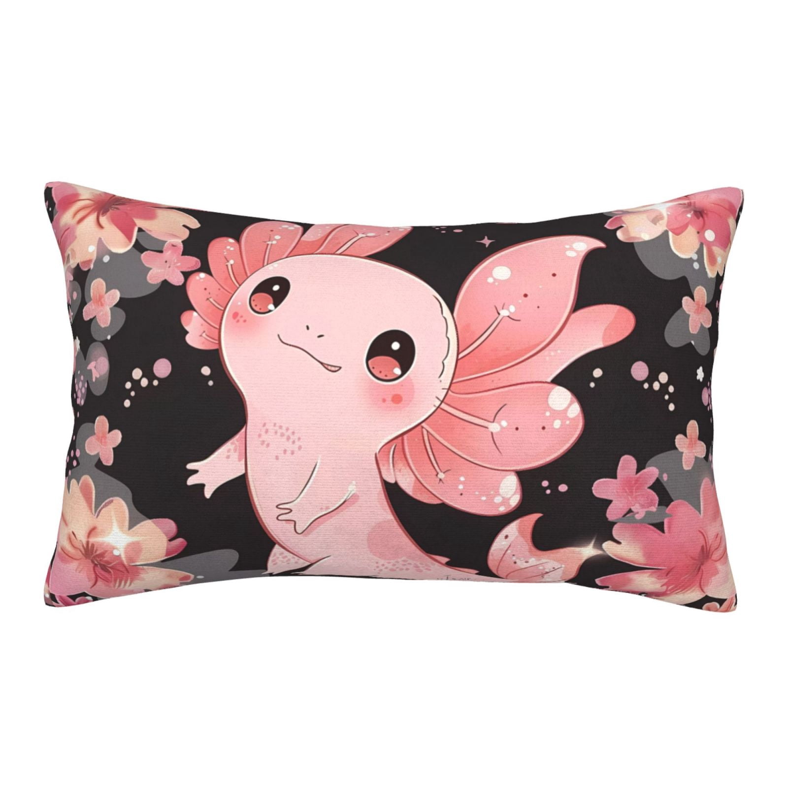 Throw Pillow Covers Cute Axolotl Sakura Blossoms A Luxury Soft Fuzzy ...