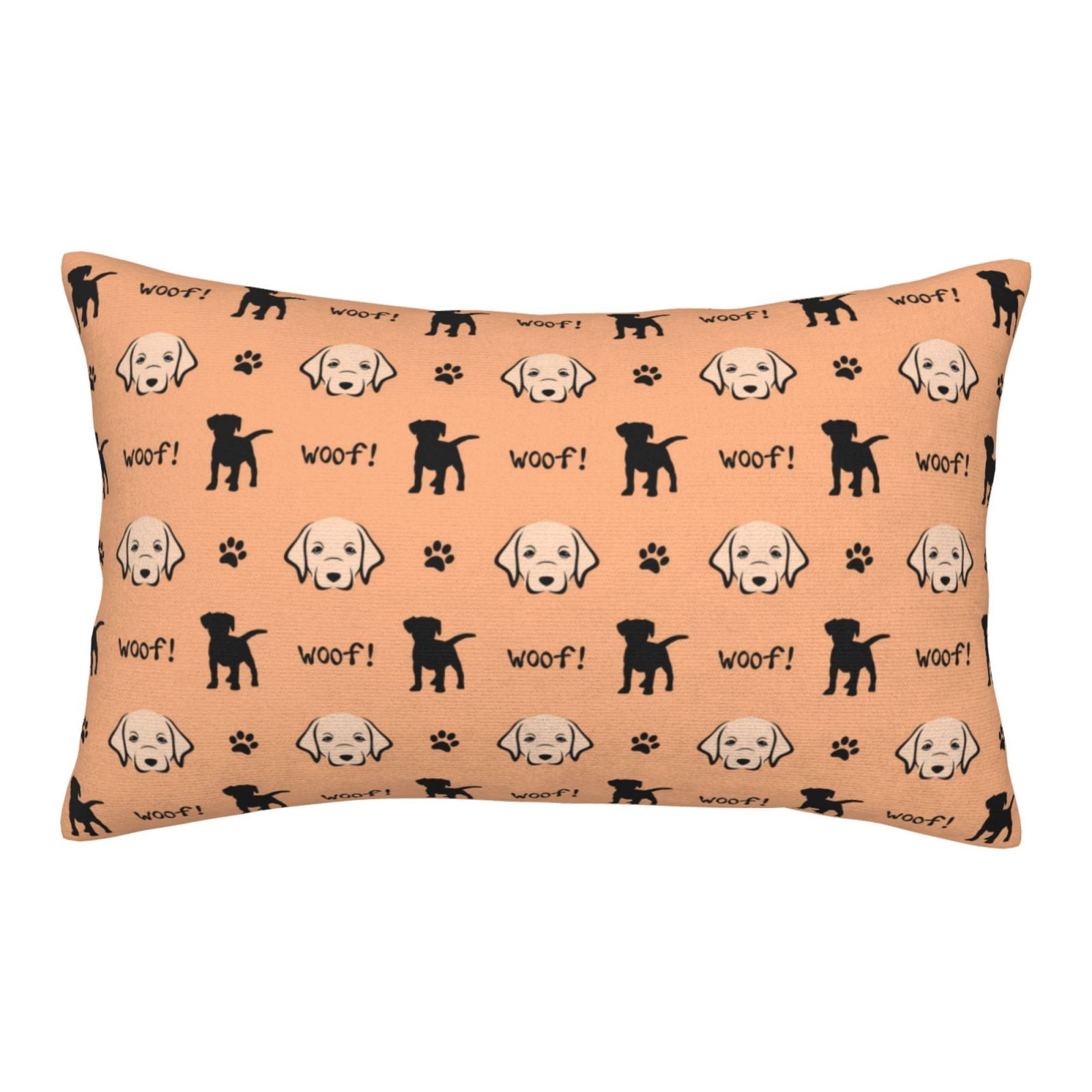 Throw Pillow Covers Cute Silhouette Dog Sketch Luxury Soft Fuzzy Pillow ...