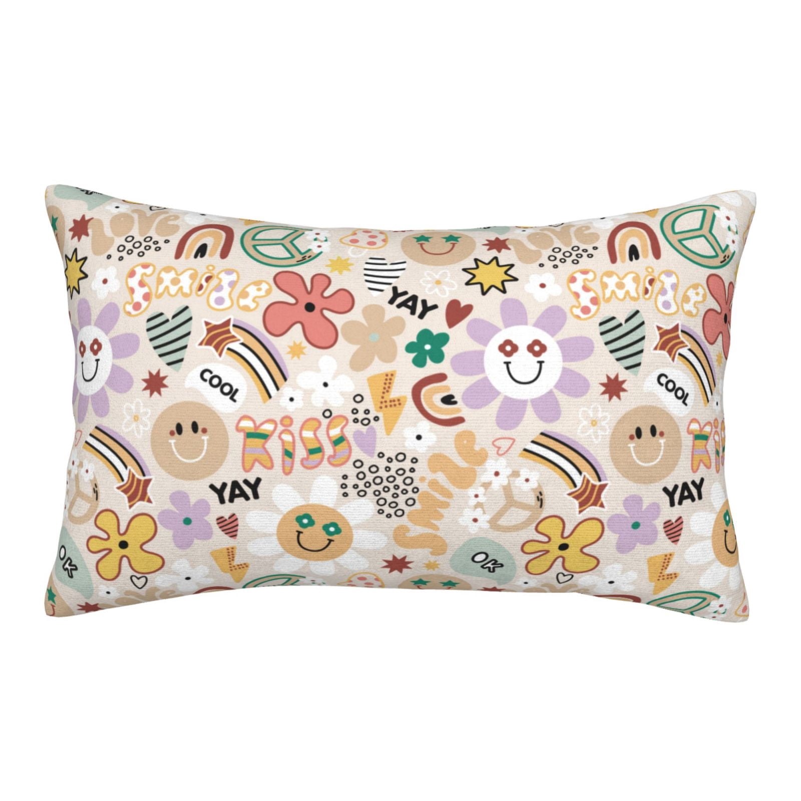 Throw Pillow Covers Cute cartoon flowers A Luxury Soft Fuzzy Pillow ...