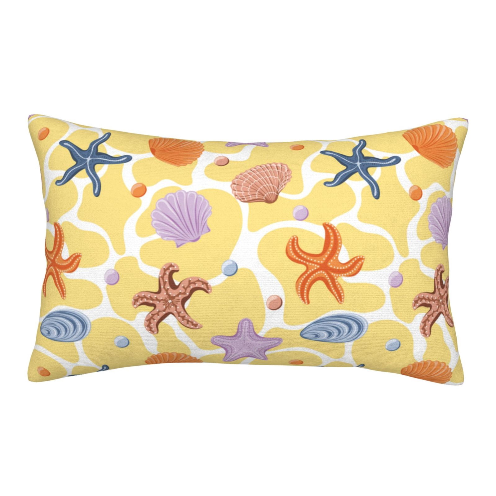 Throw Pillow Covers Cute sea shells starfish Luxury Soft Fuzzy Pillow ...