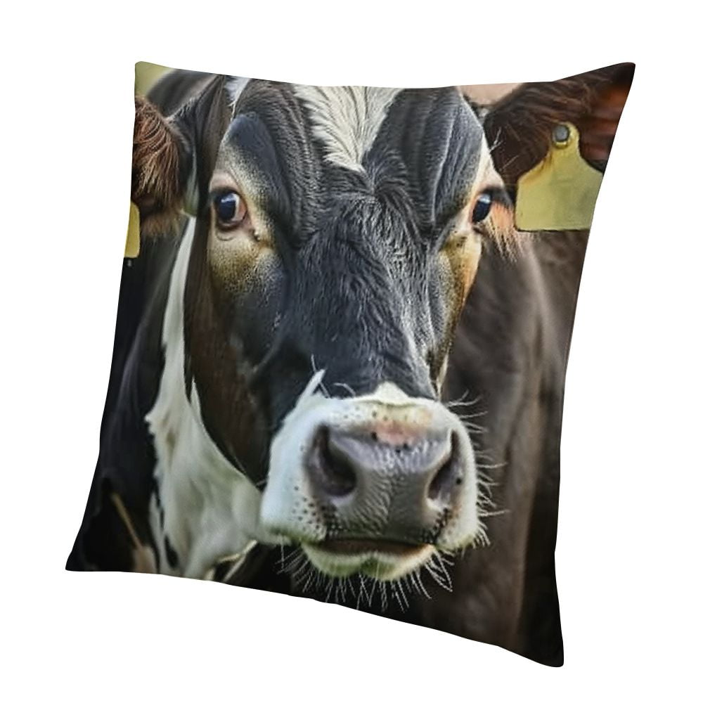 Throw Pillow Covers Funny Farmhouse Cow Cattle Design Square Pillowcase ...