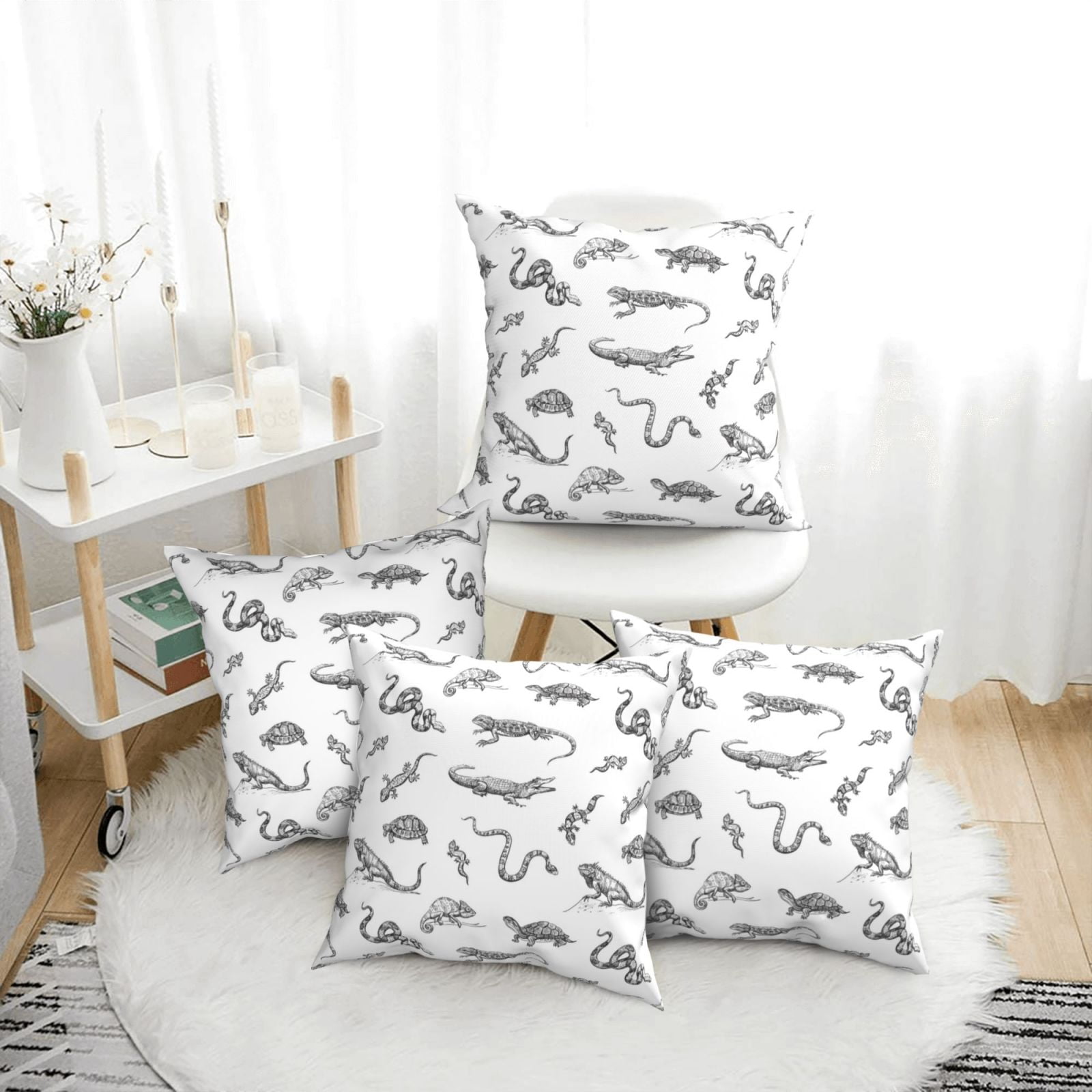Throw Pillow Covers, Lizard Snake Turtle Crocodile Soft Square Pillow ...
