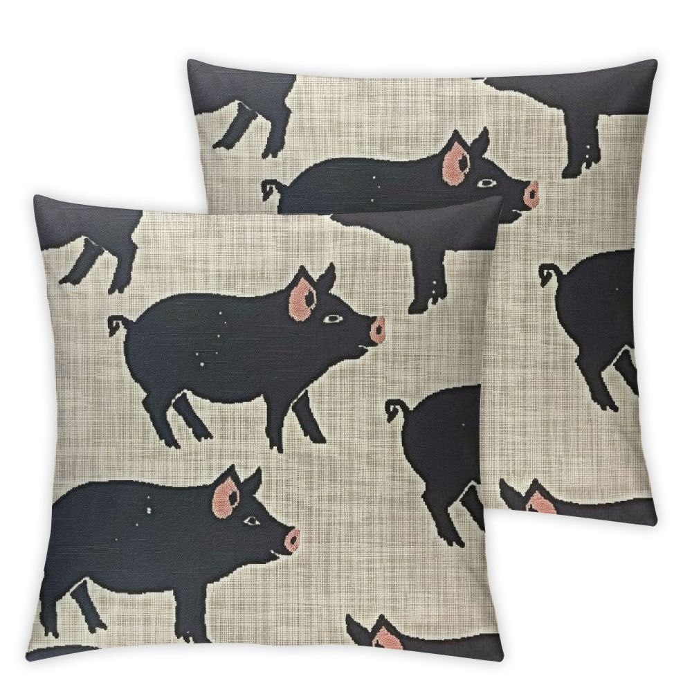 Throw Pillow Covers Pig Silhouette Pattern Ham Swine Livestock Pork ...