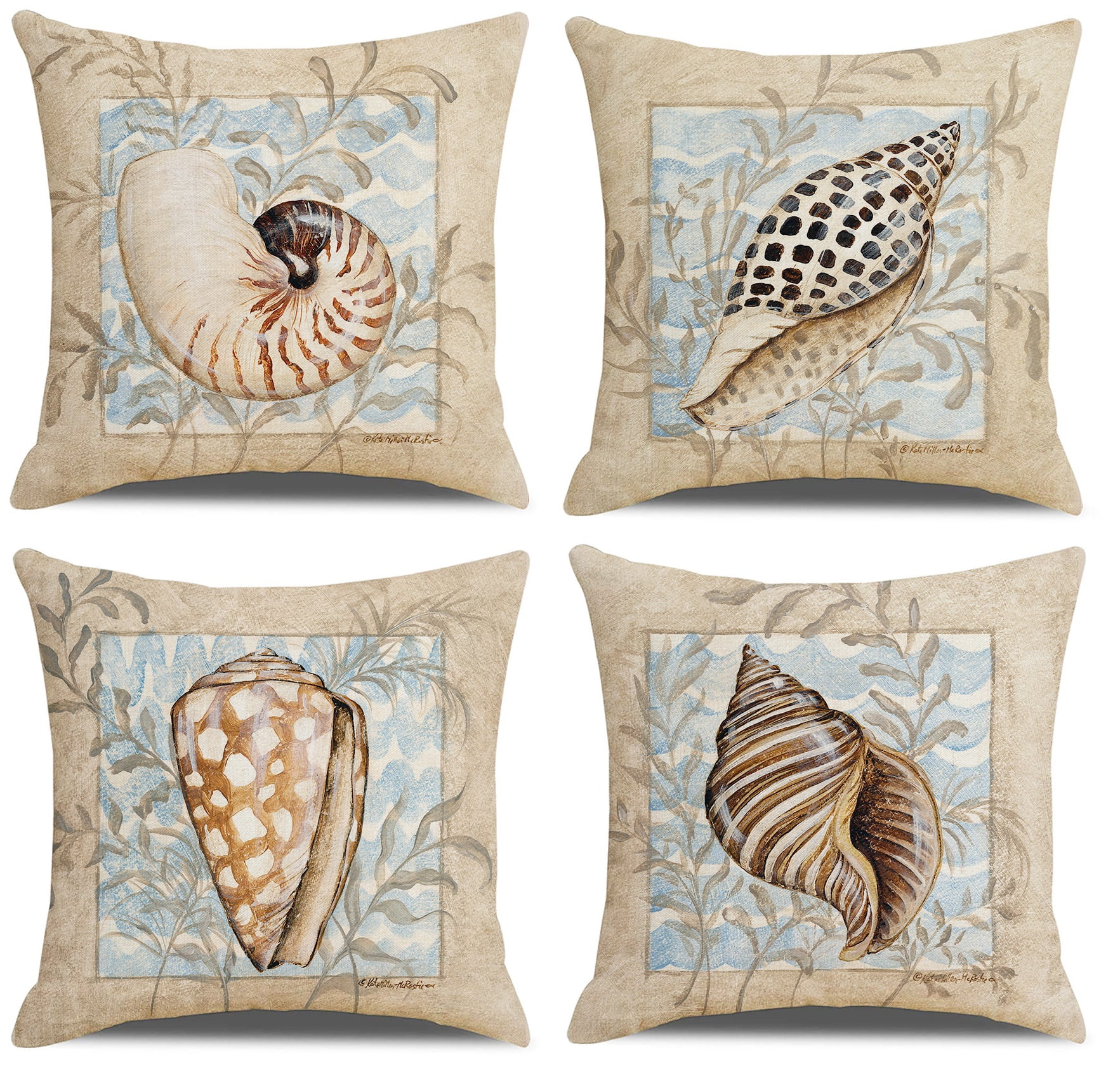 Throw Pillow Covers Sea Ocean Beach Theme Nautical Ocean Coral ...