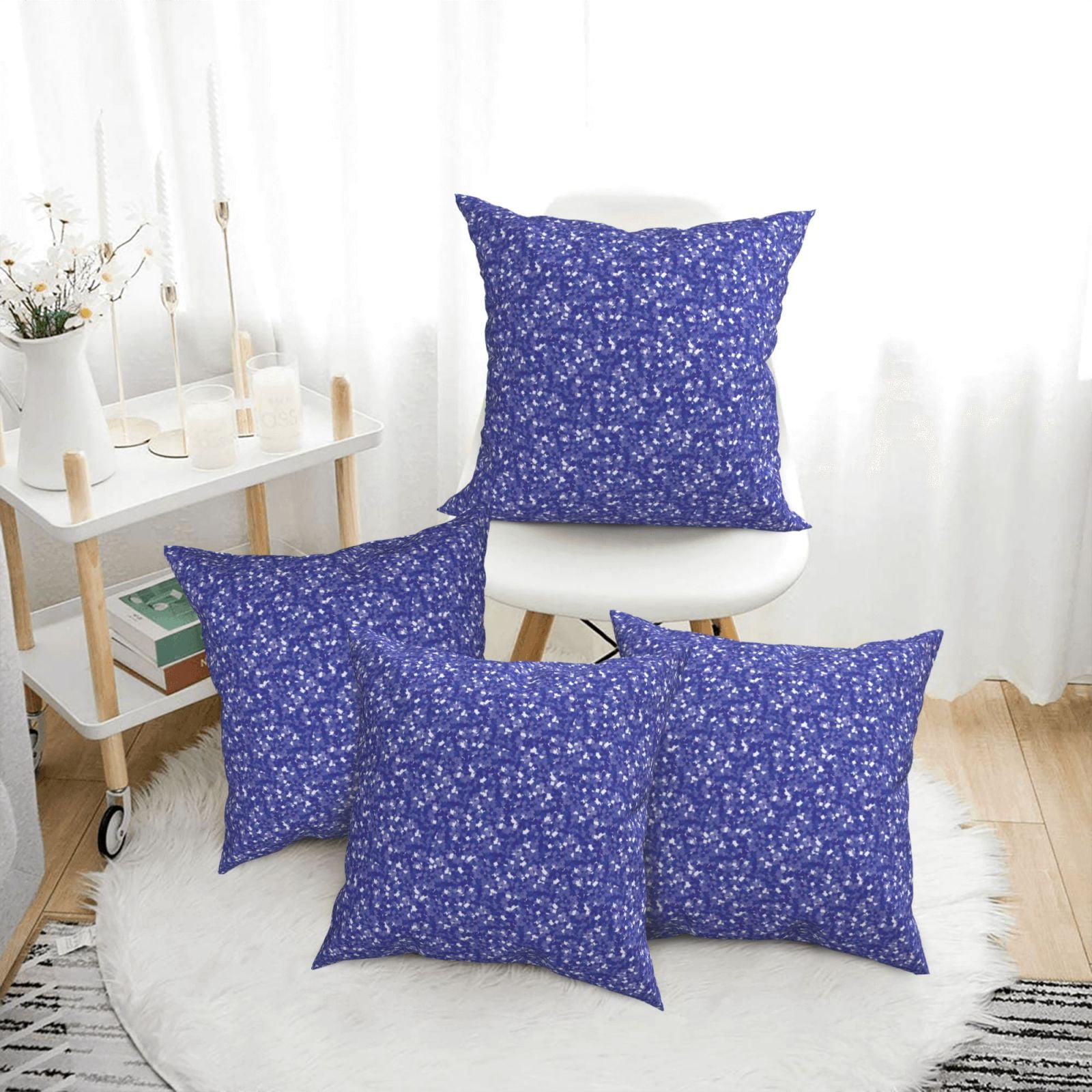 Throw Pillow Covers Set of 4 - Blue Glitter lightning E Square ...