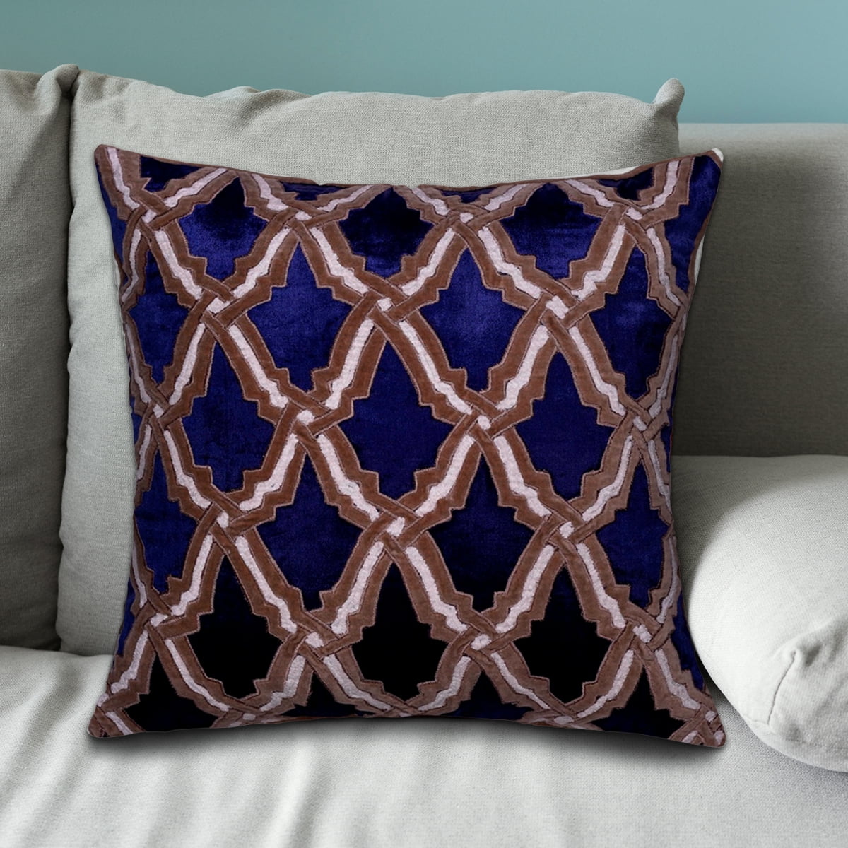 Throw Pillow Covers - Set of 4 Embroidered Decorative Velvet Diamond ...