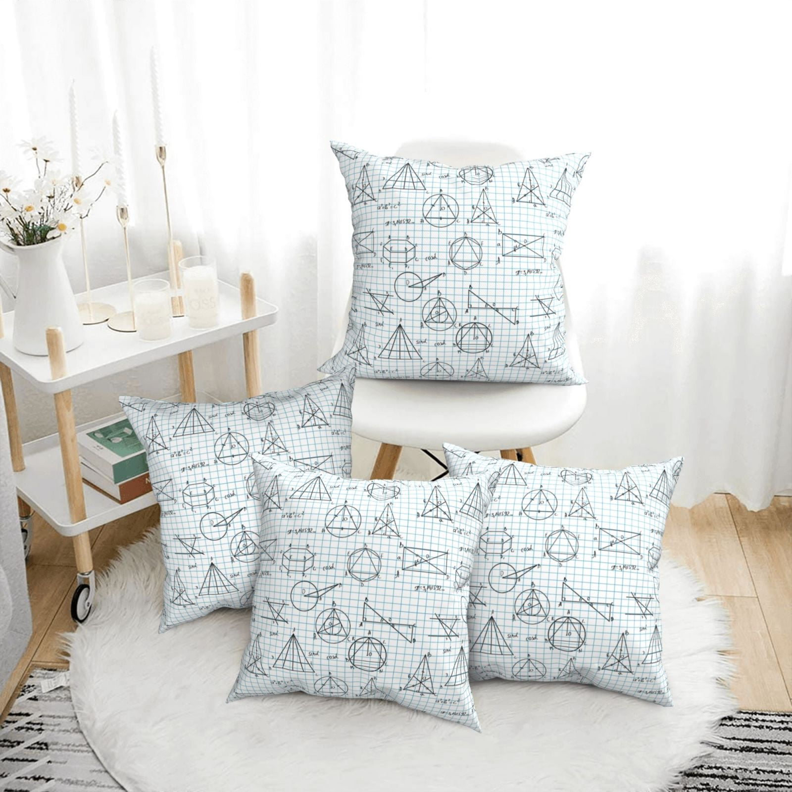 Throw Pillow Covers Set of 4 - Math equation Print Square Decorative ...