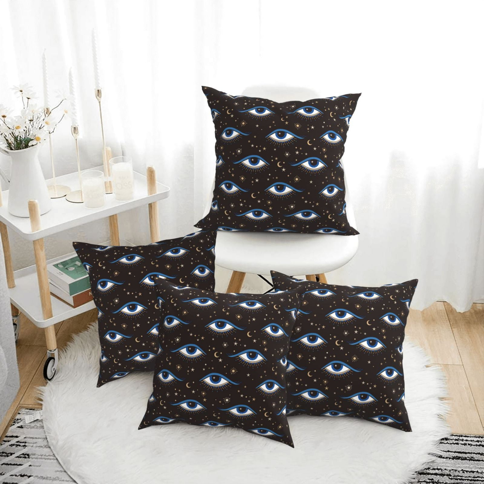 Throw Pillow Covers Set of 4 - starry sky evil eye Square Decorative ...
