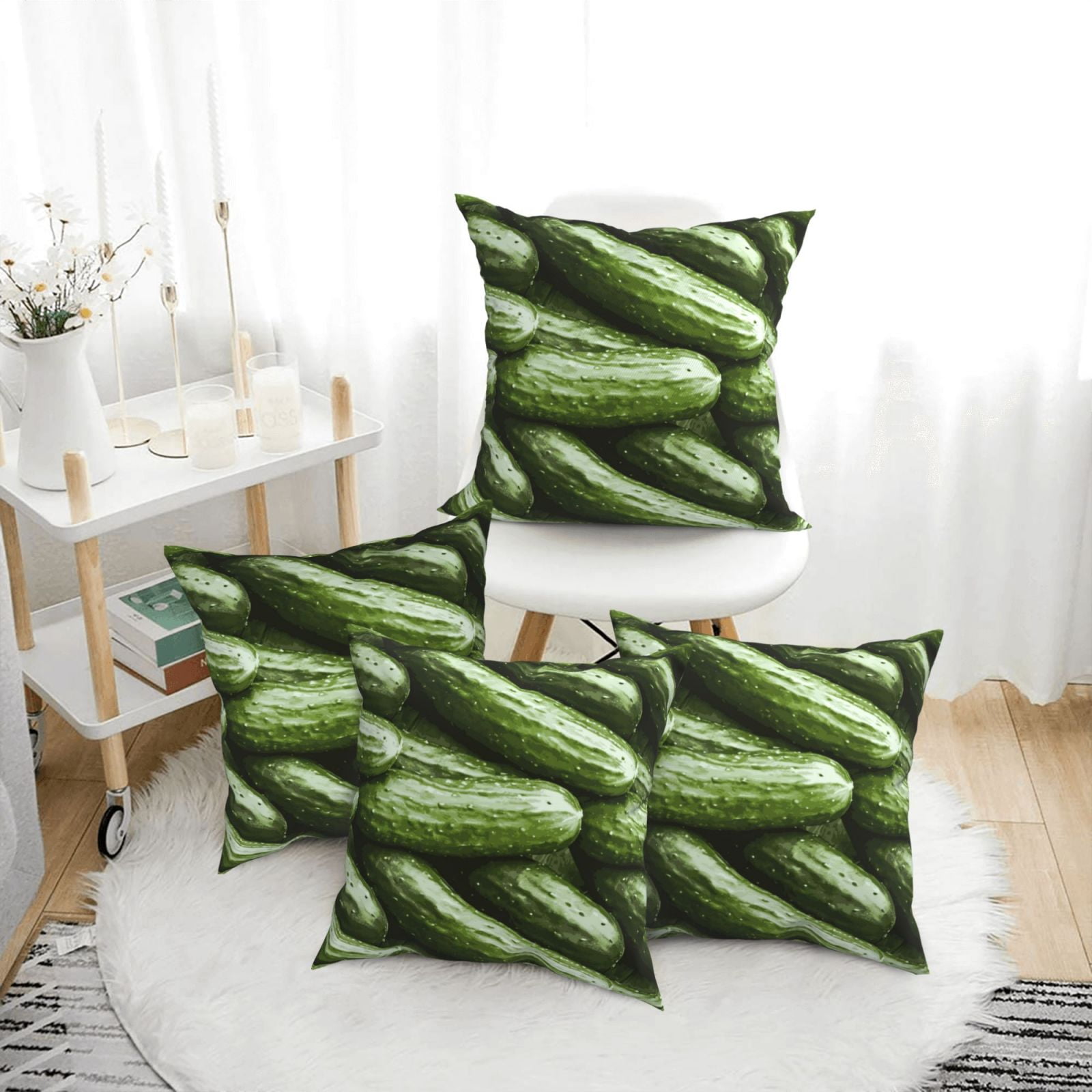 Throw Pillow Covers Set of 4 - funny Cucumber Square Decorative Pillows ...