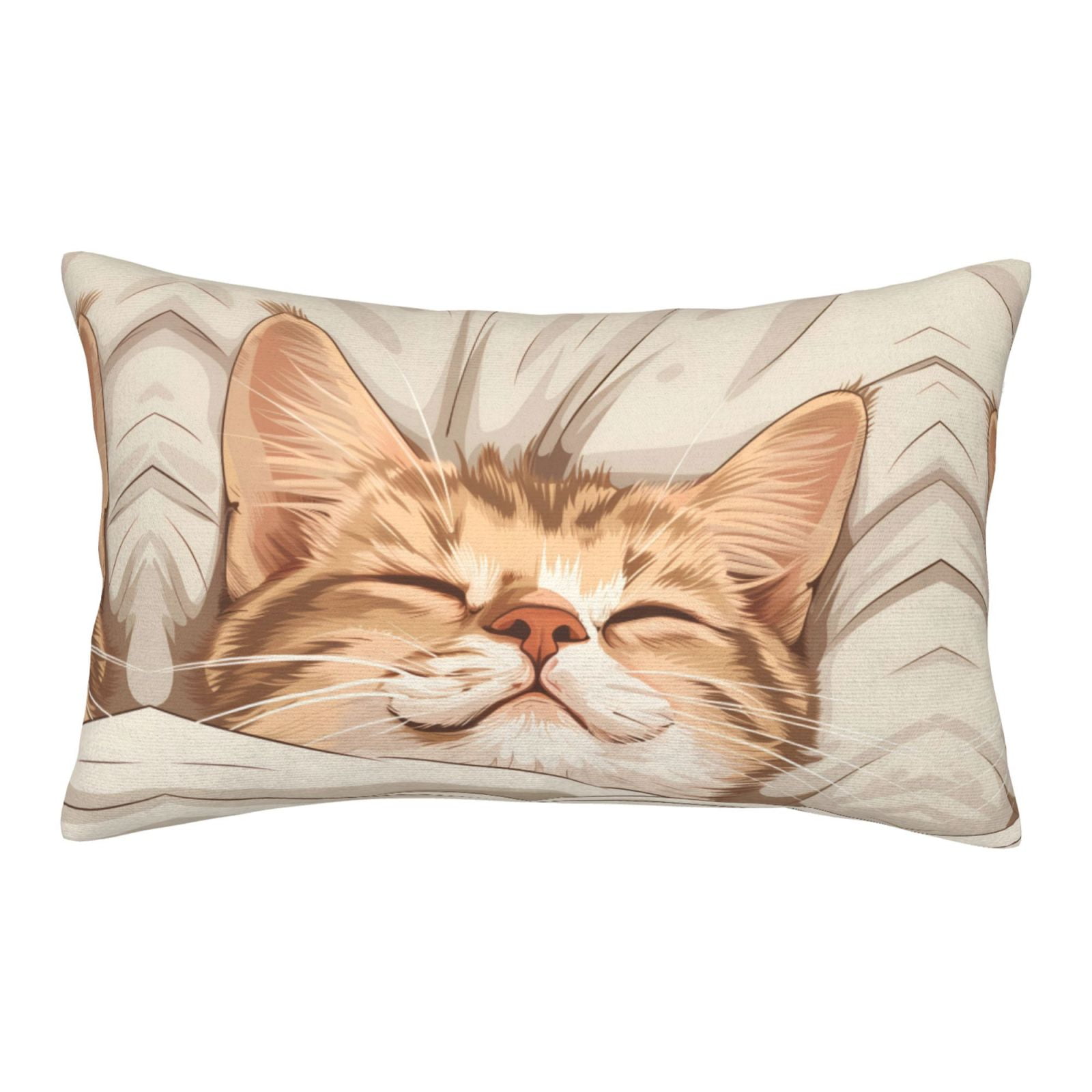 Throw Pillow Covers Sleeping Cat In Blanket Luxury Soft Fuzzy Pillow ...