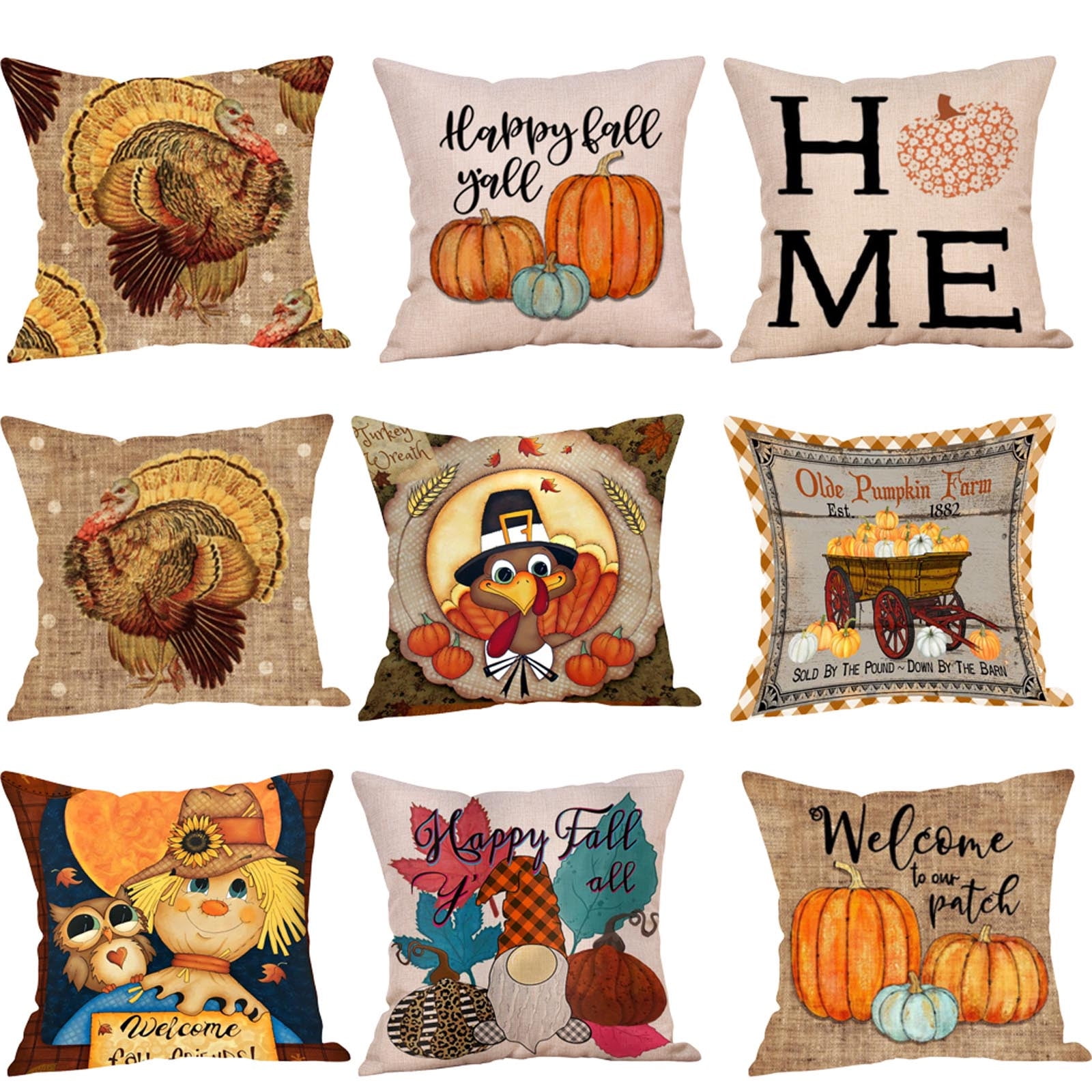 Throw Pillow Covers, Thanksgiving Day Turkey Bed Sofa Pillow Case, Cute ...