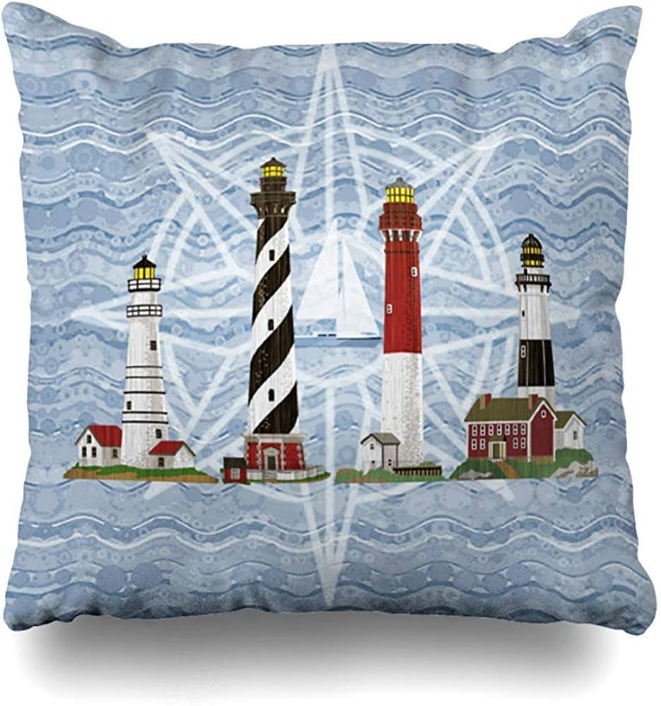 Throw Pillow Covers Vintage Lighthouses Pillowslip Square Sofa Cute 18 ...