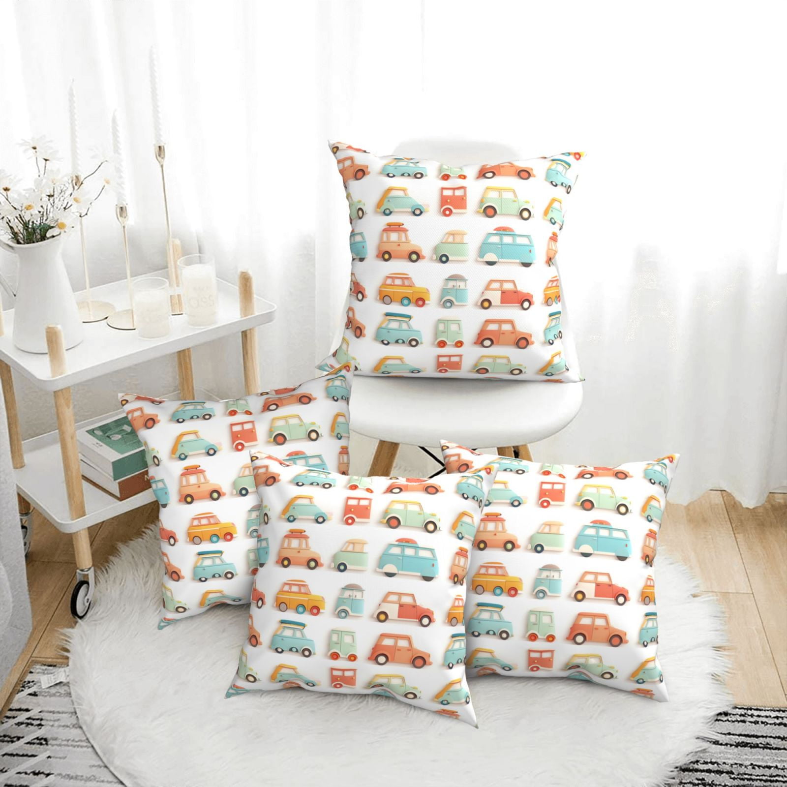 Throw Pillow Covers, cute cartoon SUV RV Soft Square Pillow Cases with ...