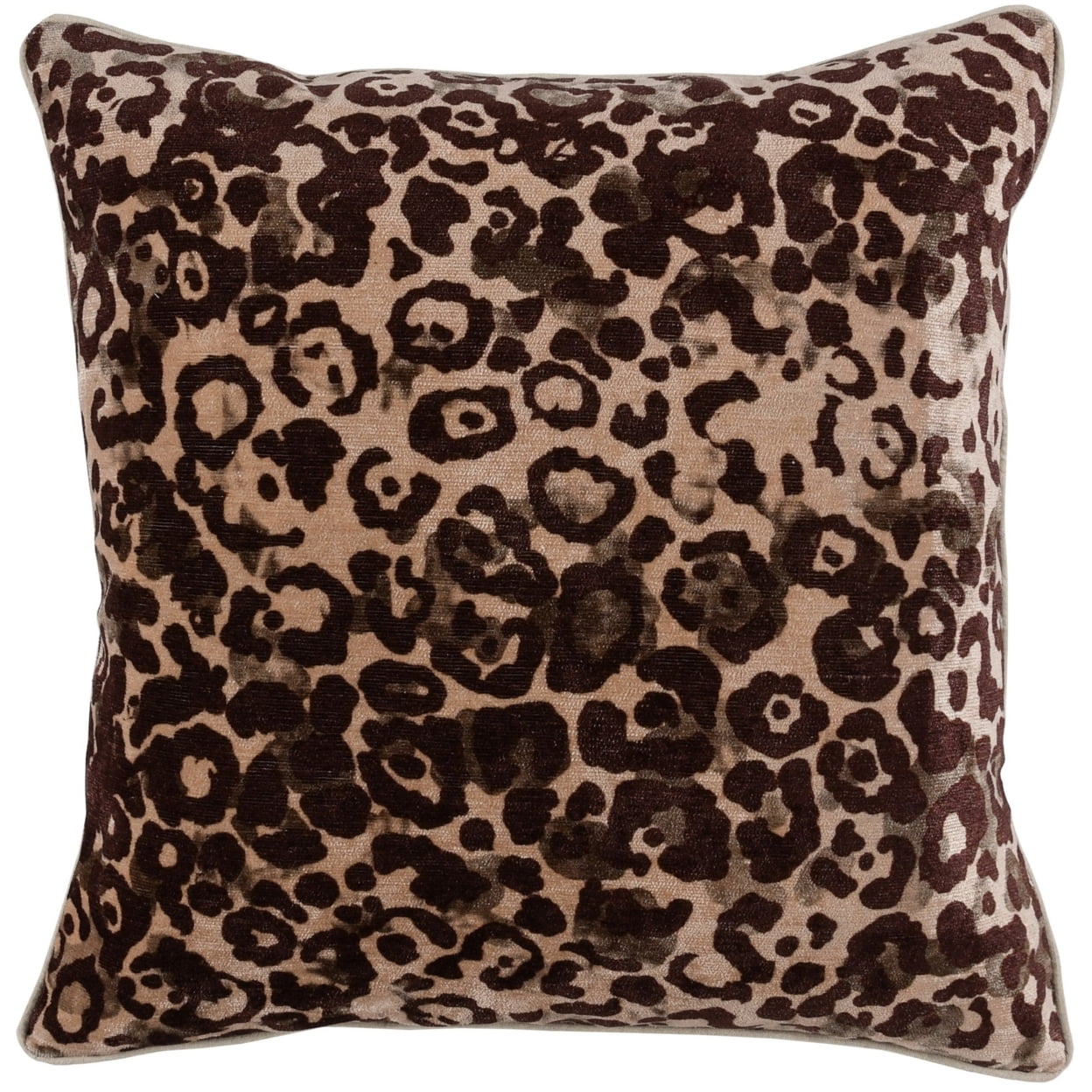 Throw Pillow with Textured Digital Animal Print and Piping, Brown ...
