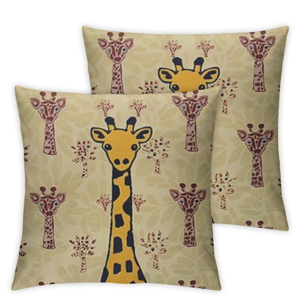 Throw Pillowcase Cover Cute Cartoons Animals Tiger Giraffe Elephant ...