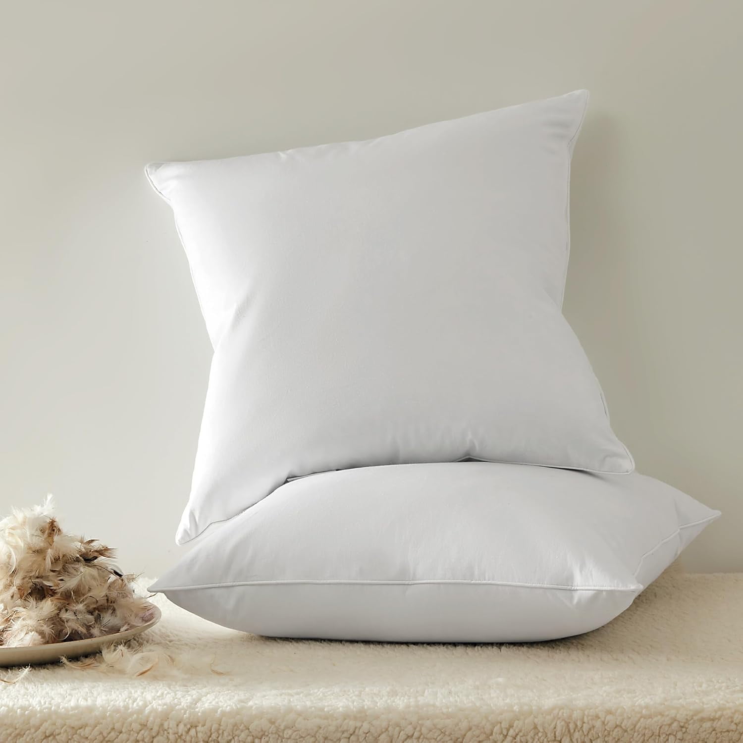Throw Pillows Insert 24x24(Pack of 2, White), Down Feather Throw Pillow ...
