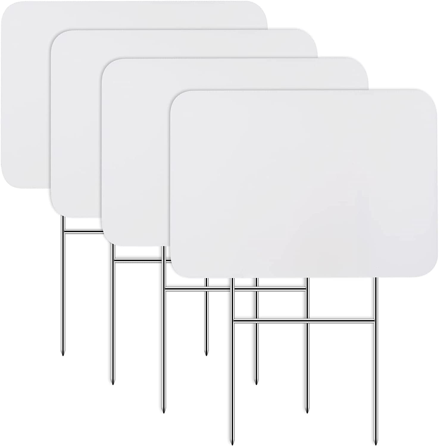 Thten 4 Pack Large Blank Yard Signs with Stakes, 17 x 12 Inches White ...