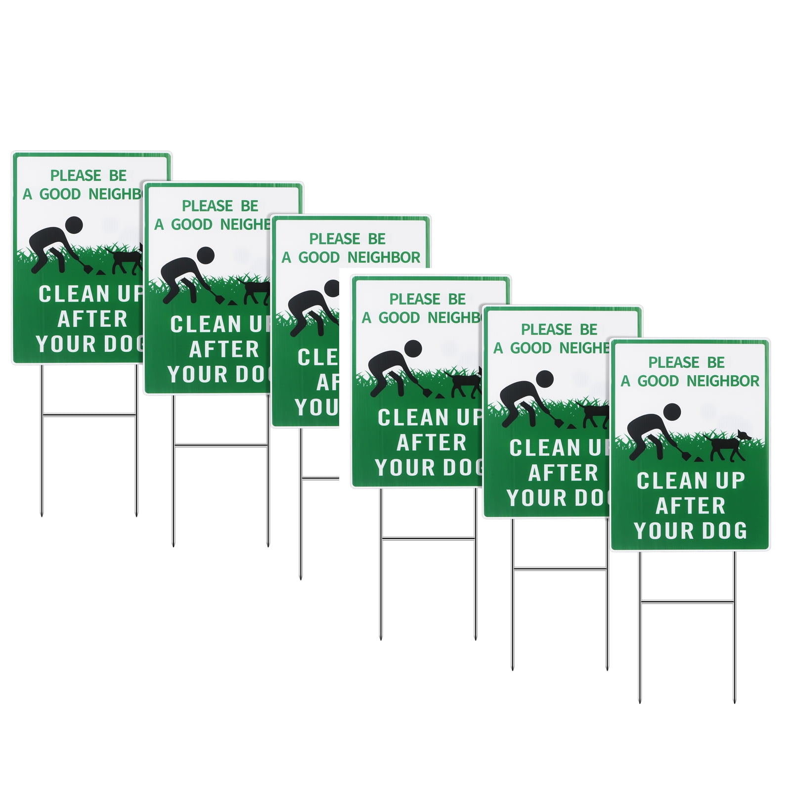 Thten Dog Poop Signs, Double Sided, Easy Install, 12"x9" Yard Sign with ...