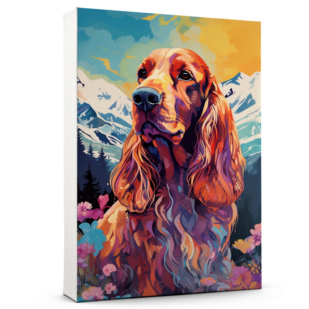 Thuan English Cocker Spaniel Dog Floral Sunflower Wall Art Abstract Color Print Canvas Van Gogh ...