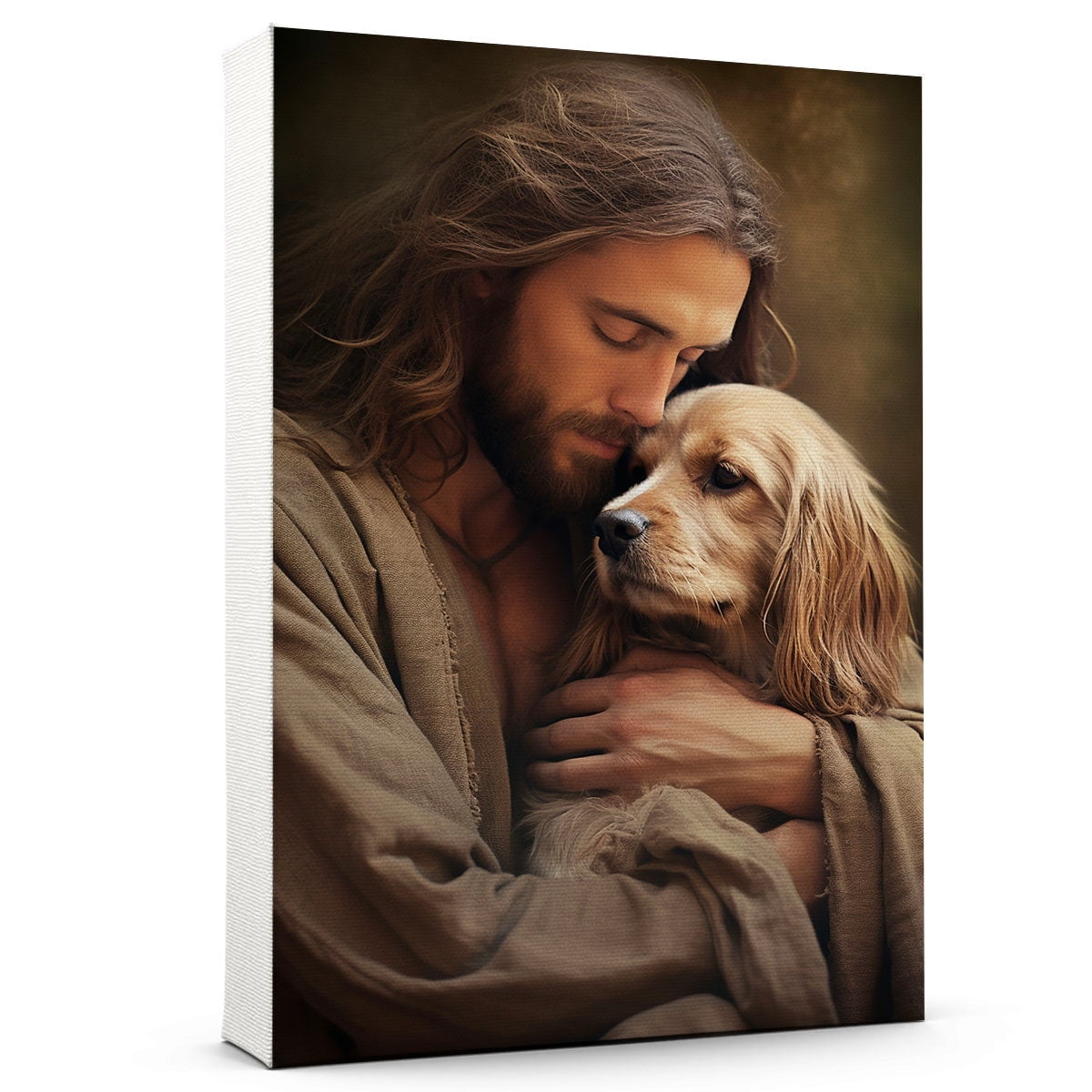 Thuan Jesus English Cocker Spaniel Dog Man Lover Canvas Home Art Print ...