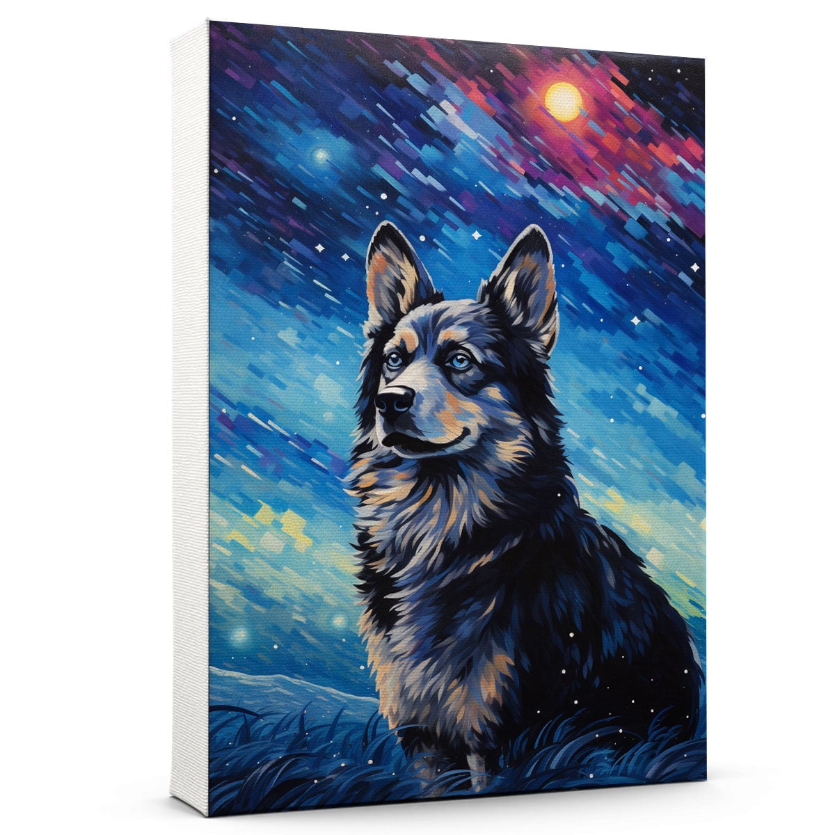 Thuan Norwegian Elkhound Dog Art Van Gogh-Inspired - Contemporary ...