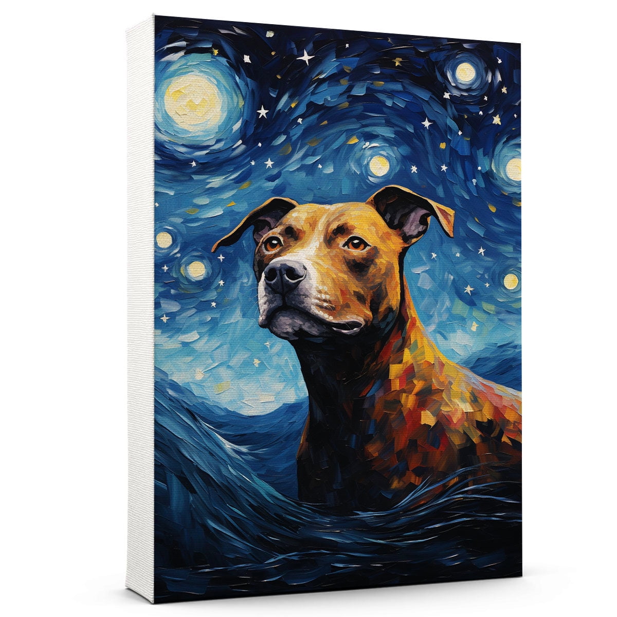 Thuan Staffordshire Bull Terrier Dog Art Van Gogh-Inspired ...
