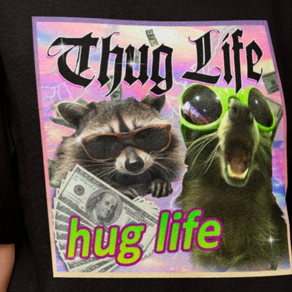 Thug Life Hug Life Meme Shirt - Raccoon Meme Shirt - Opossums Lover ...