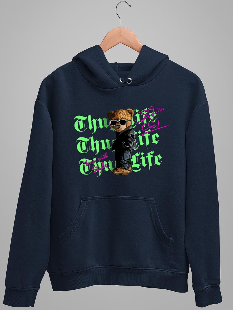 Thug life teddy bear hoodie | Navy color winter hood - Walmart.com